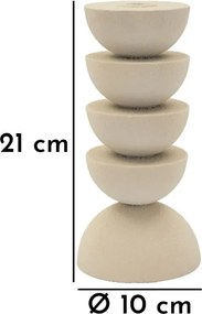 Kovový svícen Pix 21 cm krémový