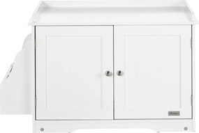 Skříňka pro kočky PawHut s nastavitelnou přepážkou a magnetickými dvířky, bílá 86x48x52cm pro stylové bydlení koček | Aosom.de