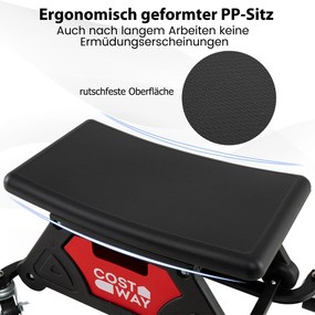 Costway Pojízdná stolička pro mechaniky Těžká dílenská stolička na kolečkách