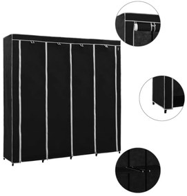 282445  Wardrobe with 4 Compartments Black 175x45x170 cm 282445