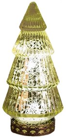 Zelený skleněný dekorační svítící stromek LED Tree - Ø 8*16 cm