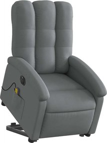 Elektrické zvedací masážní polohovací křeslo tmavě šedé textil 3204129