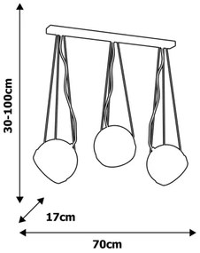 Lustr na lanku OVAL 3xE27/60W/230V