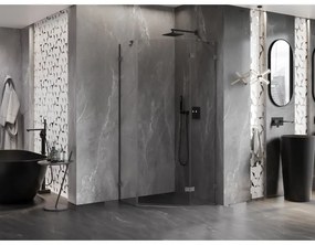 Mexen Lunar, pětiúhelníkový sprchový kout naklápěcí vpravo 80 x 80 cm, 8mm čiré sklo, profil grafit broušený, 831-080P-080L-66-00-P