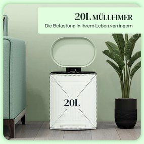 HOMCOM odpadkový koš 20 l s víkem a nožním pedálem – vyjímatelný vnitřní kbelík, tlumené zavírání – zelený, 36,5 x 31,2 x 45 cm