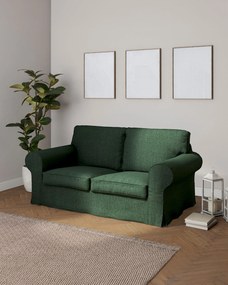 Potah na pohovku IKEA Ektorp 2-místná, rozkládací, STARÝ MODEL barva zelená látka pletený vzor