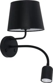 TK-LIGHTING Nástěnná LED lampa s vypínačem BLACK, černá 2537