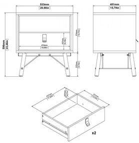 Noční stolek Rain II, hikora jackson