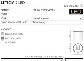 LED nástěnné svítidlo Leticia 2 Led černé
