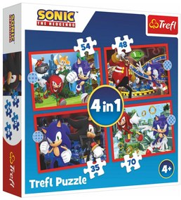 Puzzle 4v1 Sonic/Sonic The Hedgehog 28,5x20,5cm v krabici 28x28x6cm