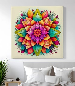 Obraz na plátně - Mandala květinka FeelHappy.cz Velikost obrazu: 100 x 100 cm