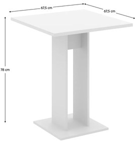 Kondela Jídelní stůl, bílá, 67,5x67,5 cm, EVERET