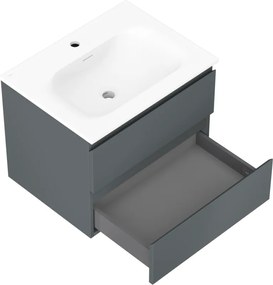 Mexen Orio, koupelnová skříňka 60 cm s umyvadlem Vela, 2 zásuvky, grafitová matná/bílá matná, 91A10-06047-2-BFF66-W23M01
