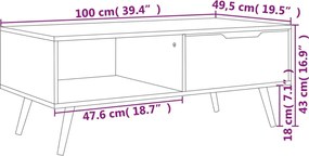 vidaXL Konferenční stolek 100 x 49,5 x 43 cm dřevotříska [326786] Barva: černá s vysokým leskem