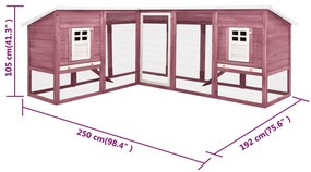 vidaXL Marketos Venkovní králíkárna s výběhem kávovo-bílá masivní jedlové dřevo