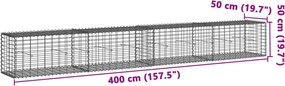 Gabionový koš s víkem 400 x 50 x 50 cm pozinkované železo 3295135
