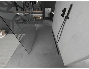 Mexen Kioto, průchozí sprchová zástěna 130 x 200 cm, 8mm sklo čiré/bílý vzor, 2x černá stabilizační rozpěra, 800-130-002-70-85
