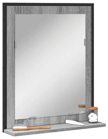 Koupelnové zrcadlo s poličkou šedé sonoma 50x12x60 cm kompozit