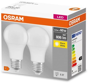 2 ks matná LED žárovka E27 8,5 W BASE CLASSIC teplá bílá