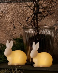 LED svíčky z pravého vosku na baterky, králík, 10 × 10 × 5,5 cm, bílá, sada 2 ks, CR2032