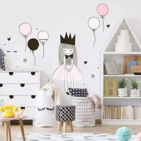 INSPIO Samolepky na zeď pro holčičky - Princezna s balónky