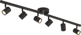 Moderní černé stropní bodové svítidlo se 6 světly GU10 50mm s podsvícením a 3-polohovým vypínačem - Back Up