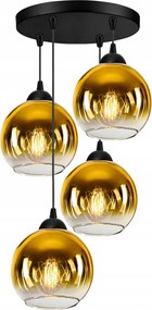 Závěsná stropní lampa Lustr černá Skleněné koule Gold Glass Led 4x E27