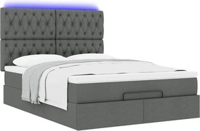 Osmanský rám postele s matrací tmavě šedá 140x190cm textil 3314087