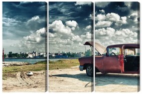 Vícedílný obraz Panoramatický Výhled Na Havanu A Malecon Nedostatek Nedostatek Přírodní plátno 180x120