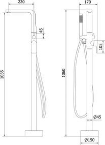 Mexen Roxy volnostojací vanová baterie, Chromová, 75533-00