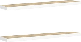 Plovoucí nástěnné police 2 ks dub a bílé 120x23,5x3,8 cm MDF 326586