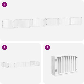 Zábrana pro psy s dvířky skládací 12 panelů bílá 960 cm topol 3155620