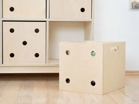 Benlemi Dřevěný úložný box DICE s čísly ve stylu hrací kostky Zvolte barvu: Nelakovaná, Varianta: Čtyřka