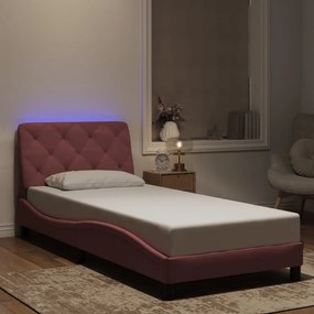 Rám postele s LED bez matrace růžový 90 x 200 cm samet 3213836