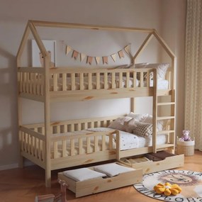 Montessori patrová postel 90x200, přírodní, VENITA TYP 2 Kondela 0000396844