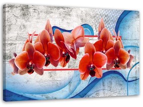 Obraz na plátně Červená orchidej Květina - 60x40 cm
