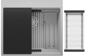 Primagran Kuchyňský dřez granitový jednokomorový s vnitřním odkapávačem Step a největší komorou MAX Oslo 60 Multilevel + Dárek