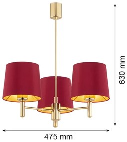 Argon 6266 - Lustr na tyči PONTE PLUS 3xE27/15W/230V červená