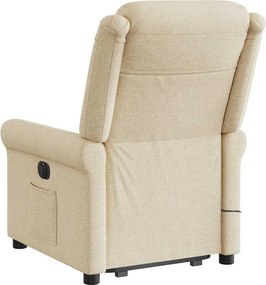 Elektrické zvedací masážní polohovací křeslo krémové textil 3303352