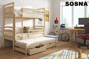 Patrová postel Alan 80x180 cm s přistýlkou a úložným prostorem