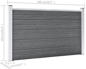 vidaXL Marketos Zahradní plot WPC 353 x 106 cm šedý