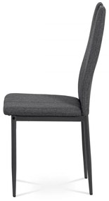 Jídelní židle, potah šedá látka, kovová čtyřnohá podnož, antracitový matný lak DCL-391 GREY2