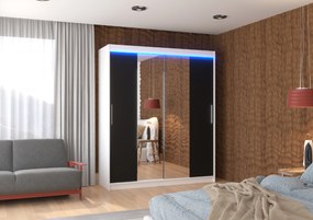 ADRK Furniture Posuvná skříň se zrcadlem a LED osvětlením DALLAS 180 ADRK-SW-DAL-WB-180