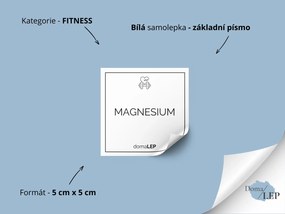 MAGNESIUM - Samolepka na dózu pro fitness doplňky - DomaLEP tvar: OBDÉLNÍK, barva: BÍLÁ - ČERNÉ písmo, velikost: š. 6 cm x v. 8 cm – základní písmo