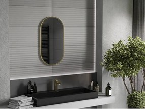 Mexen Loft oválné koupelnové zrcadlo 75 x 40 cm, zlatý rám - 9851-075-040-000-50