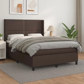 Box spring postel s matrací hnědá 140x190 cm umělá kůže,  3132438