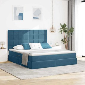 Postel s úložným prostorem a matrací Tmavě modrá 180 x 200 cm 3372049