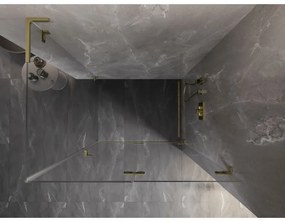 Mexen Lunar-F L, sprchový kout pravý 80 x 70 cm, 8mm čiré sklo, zlatý kartáčovaný - 836L-080-070-55-00-P