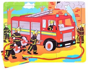 Bigjigs Toys Dřevěné puzzle hasiči 9 dílků