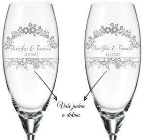Dekorant svatby Svatební sklenice na šampaňské MOTÝL 290 ml 2KS